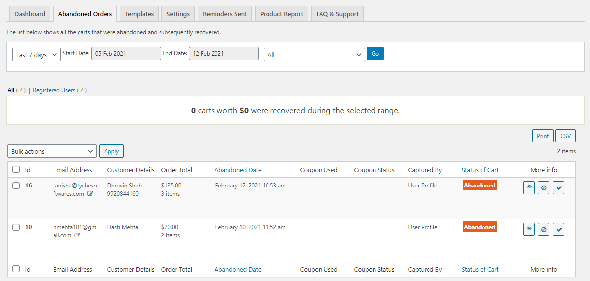View Log of Abandoned Orders - Tyche Softwares Documentation