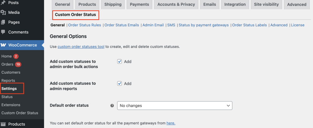 Custom Order Status For Woocommerce General Settings Tyche Softwares Documentation