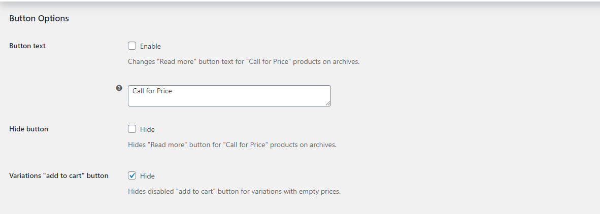 General Settings With Call for Price for WooCommerce - Tyche Softwares Documentation