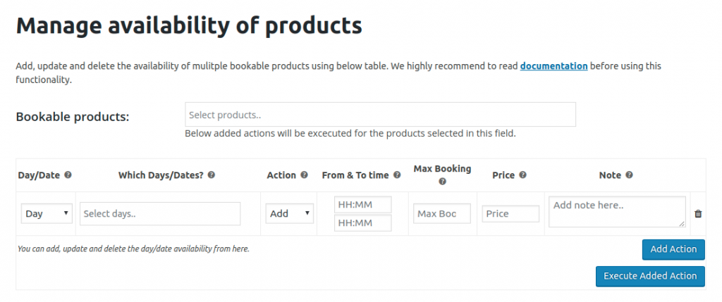 Manage Availability in Bulk - Tyche Softwares Documentation