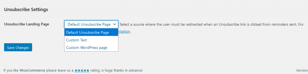 Unsubscribe Landing Page Options - Tyche Softwares Documentation