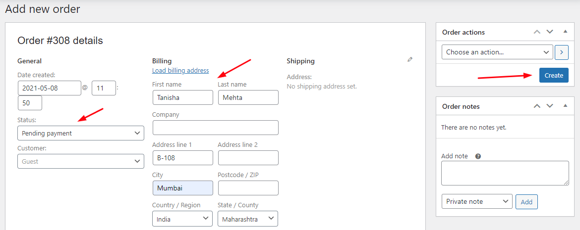 Adding Delivery details in the manually created WooCommerce Orders