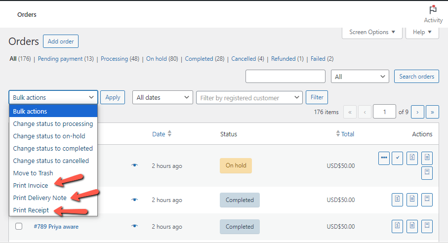 Bulk Order Actions - Tyche Softwares Documentation