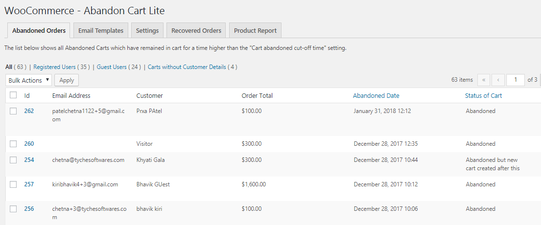 Abandoned Orders Listing - Tyche Softwares Documentation